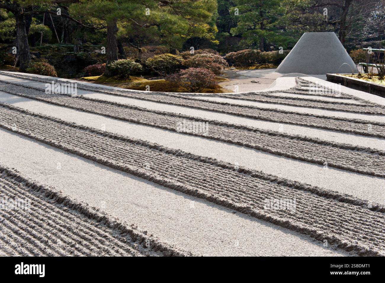 Conical cylinder shape Kogetsudai (Moon Viewing Sand Mound) looks like a mini Mt. Fuji in dry ...