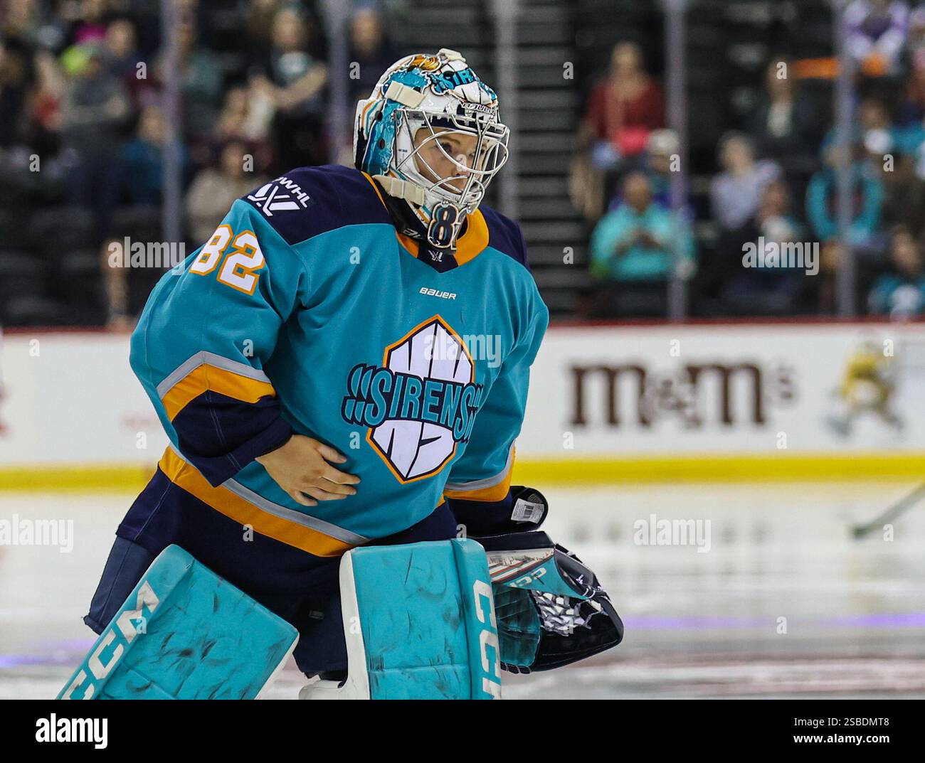 Newark, NJ, USA. 02nd Feb, 2025. New York Sirens goalie Kayle Osborne ...