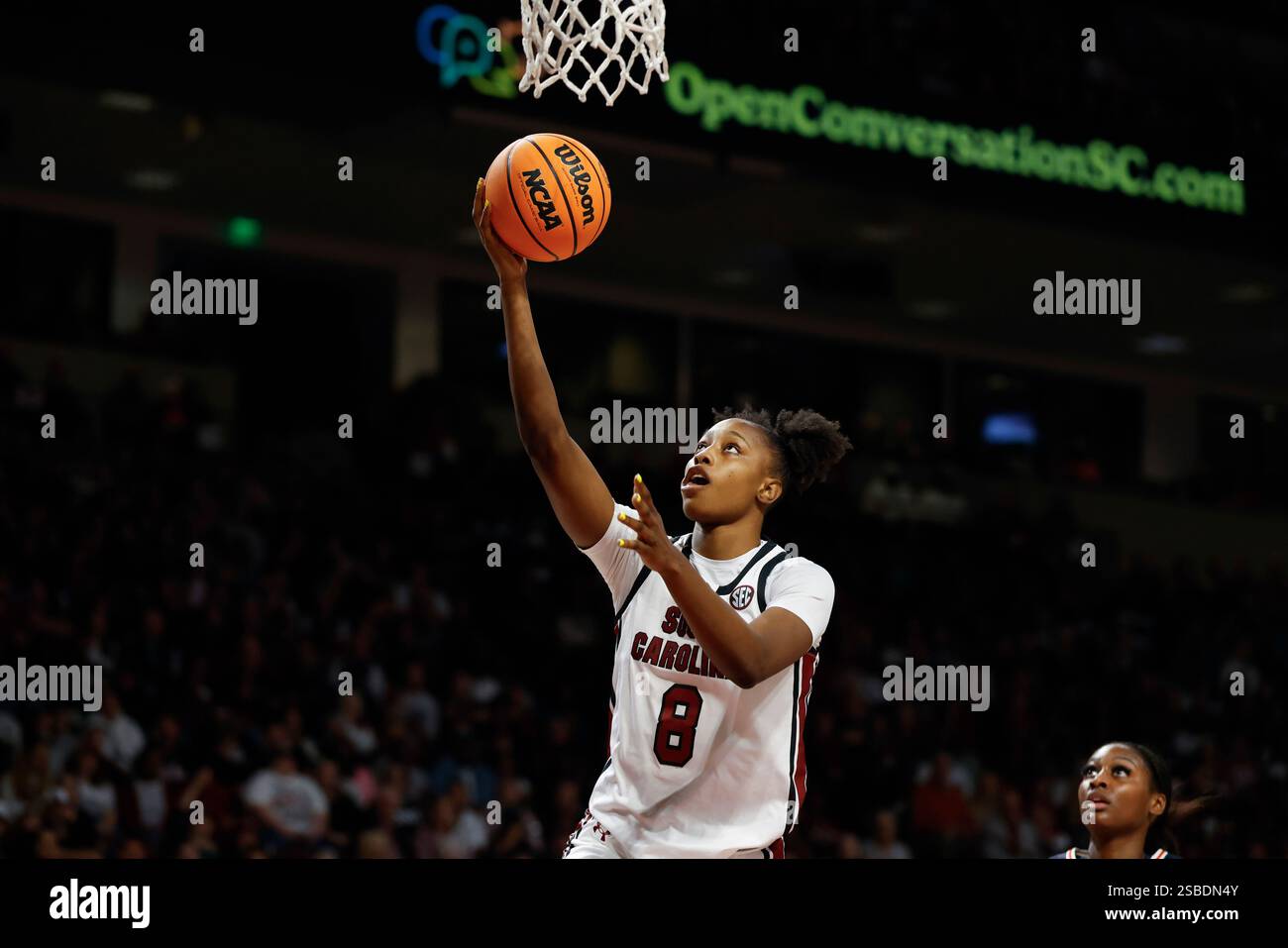 South Carolina forward Joyce Edwards shoots during the first half of an ...