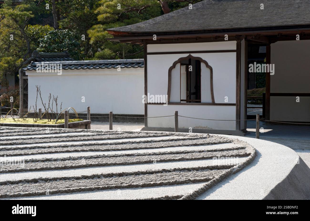 Bell-shaped window at entry to Ginkakuji Zen Buddhist Temple and the ...