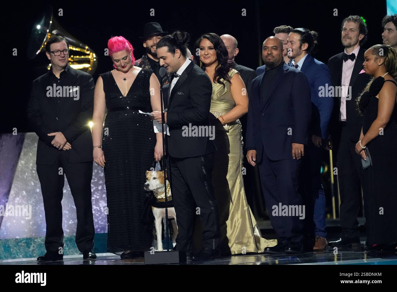 Dan Pugach Big Band accept the award for best large jazz ensemble album ...