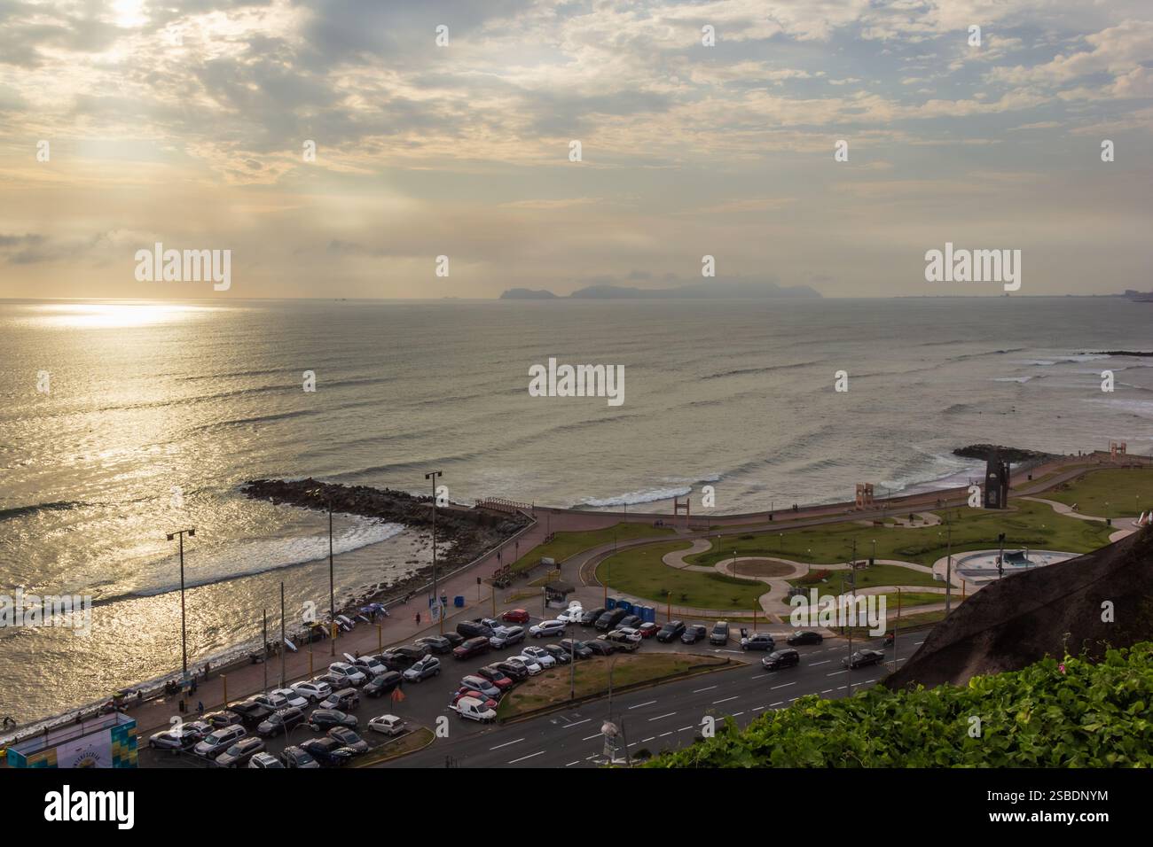 Sunset at Pacific Ocean, Miraflores District - Lima, Peru Stock Photo ...