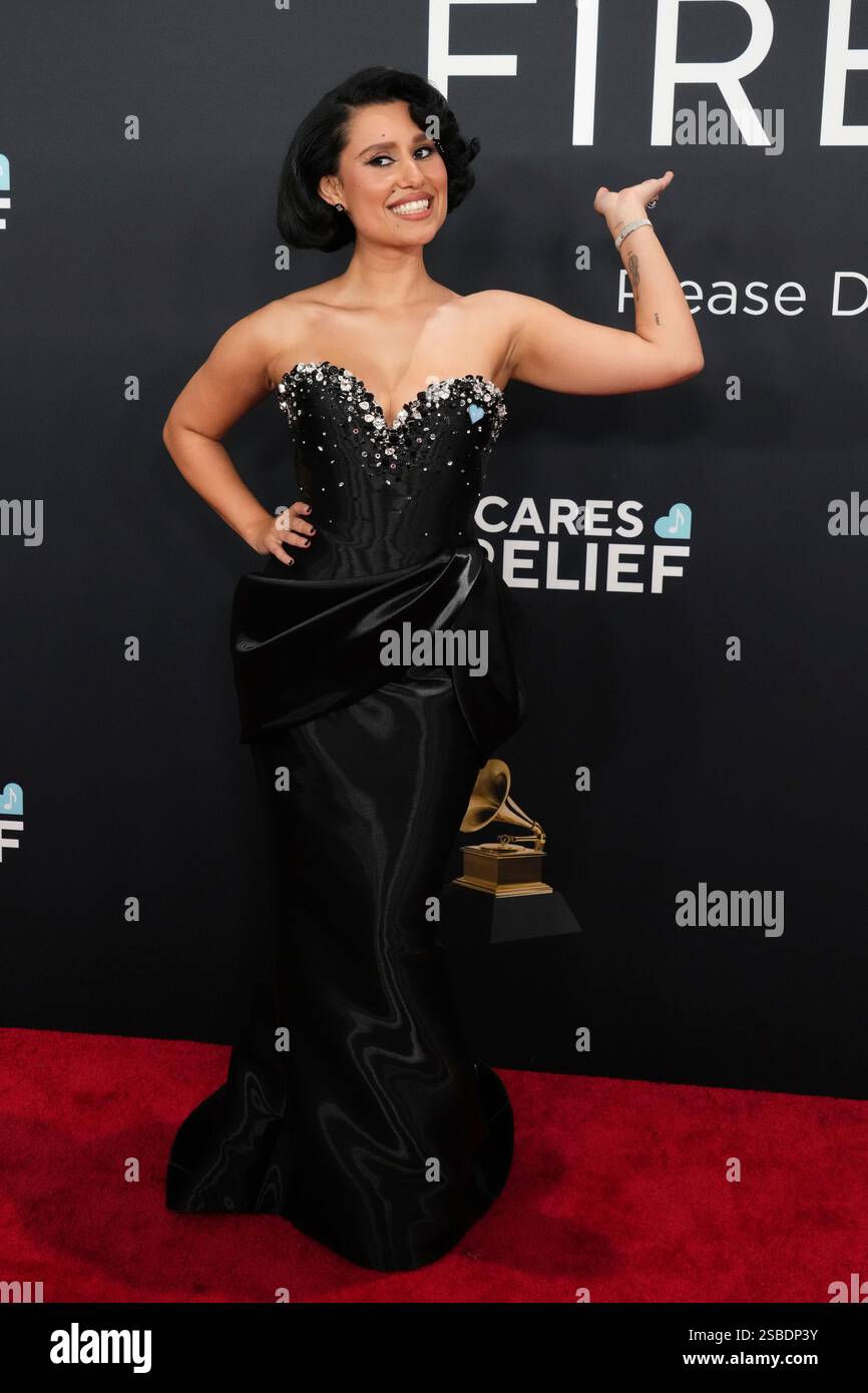 Raye arrives at the 67th annual Grammy Awards on Sunday, Feb. 2, 2025 ...