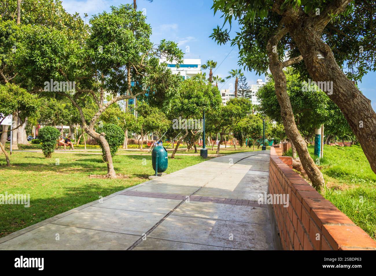 Sunny day at Domodossola Park, Miraflores District - Lima, Peru Stock ...