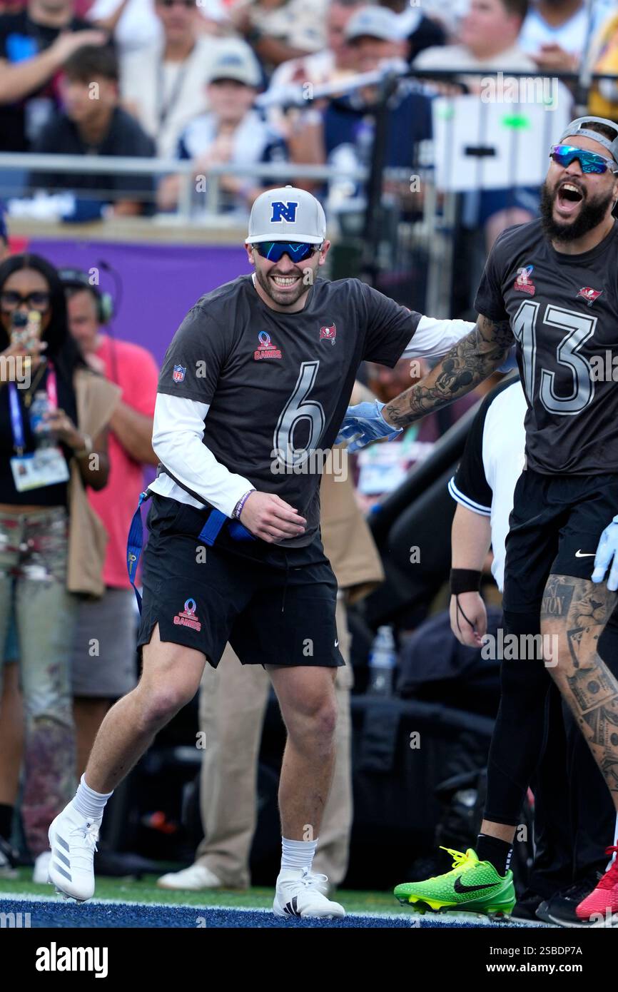 NFC quarterback Baker Mayfield (6), of the Tampa Bay Buccaneers ...