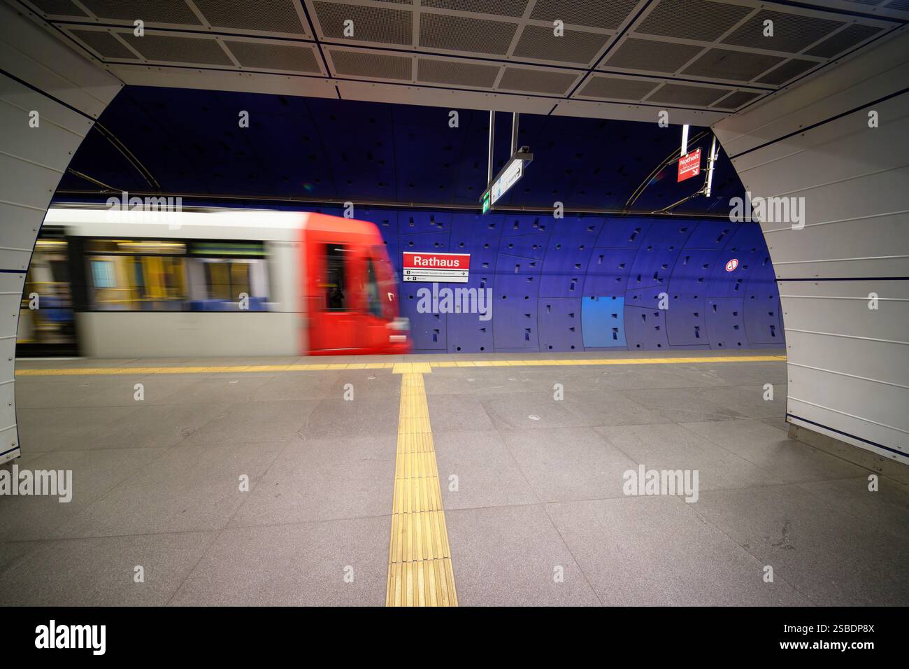 Cologne, Germany January 31 2025: a kvb train enters the rathaus subway ...