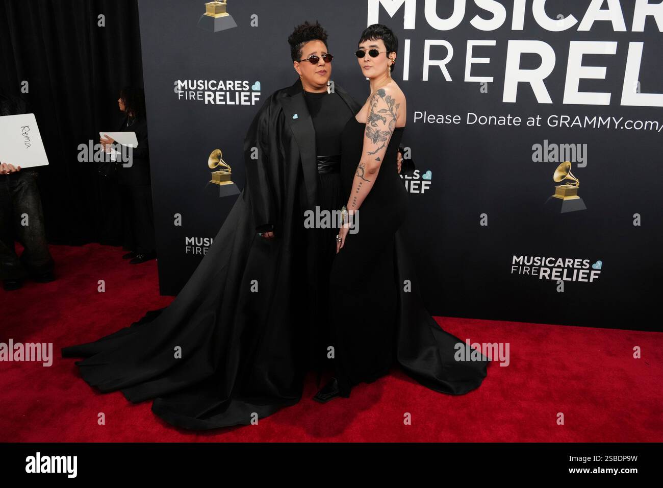 Brittany Howard, left, and Anna-Maria Babcock arrive at the 67th annual ...