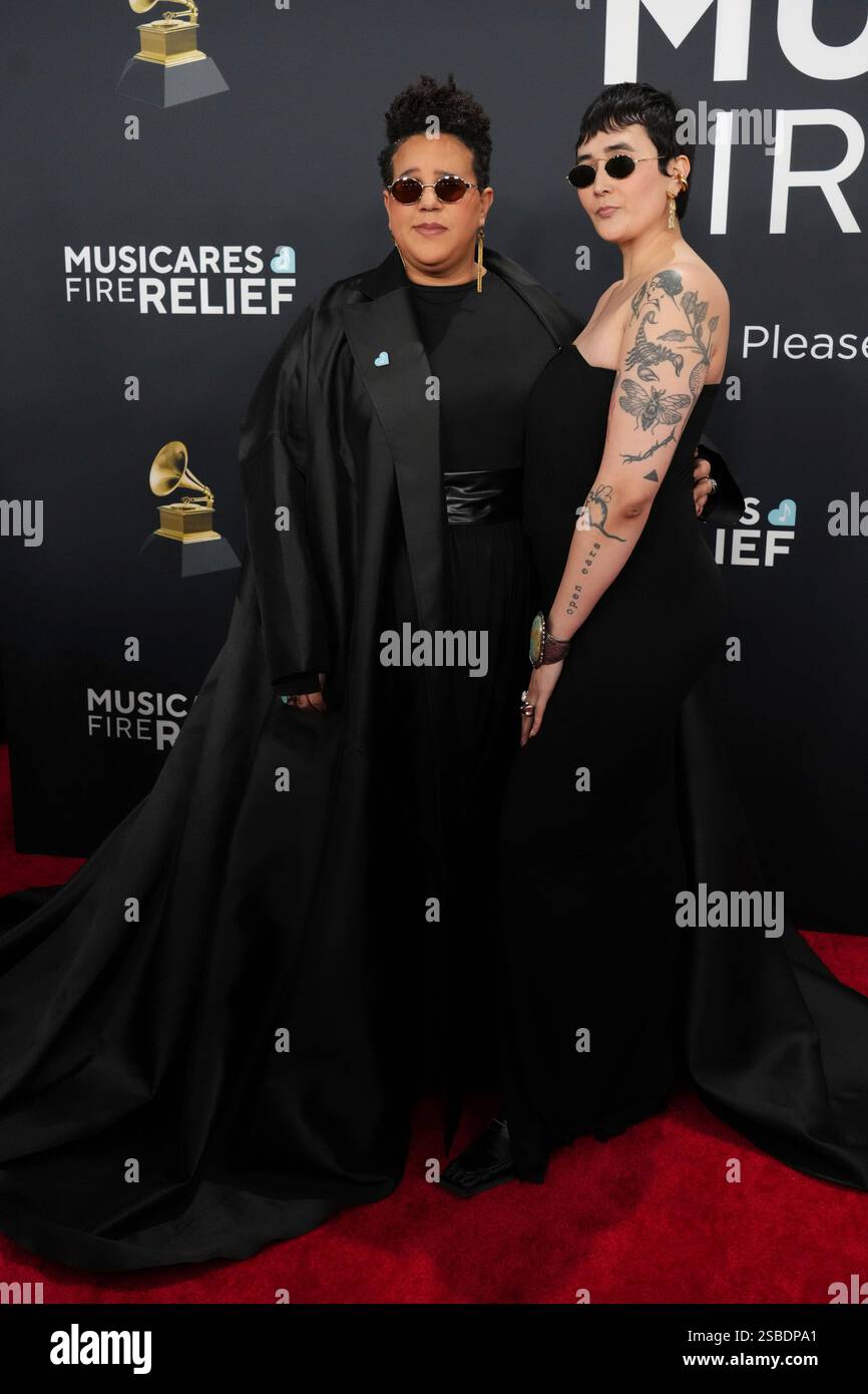 Brittany Howard, left, and Anna-Maria Babcock arrive at the 67th annual ...