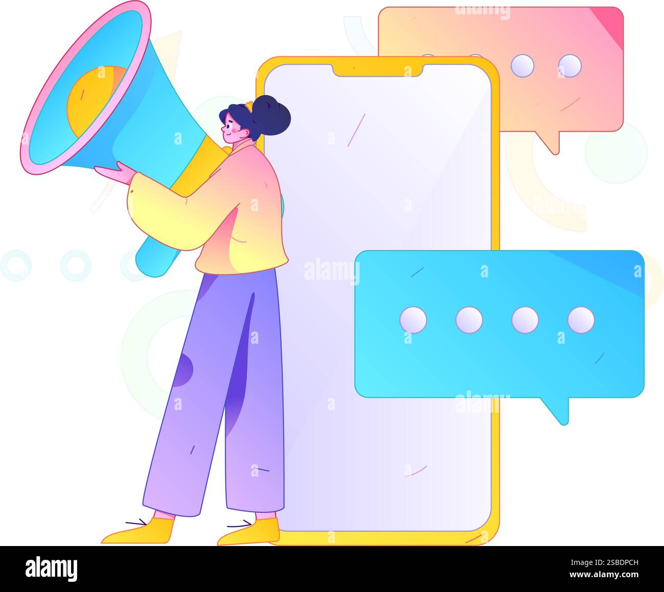 Notification announcement vector creative flat hand drawn illustration ...