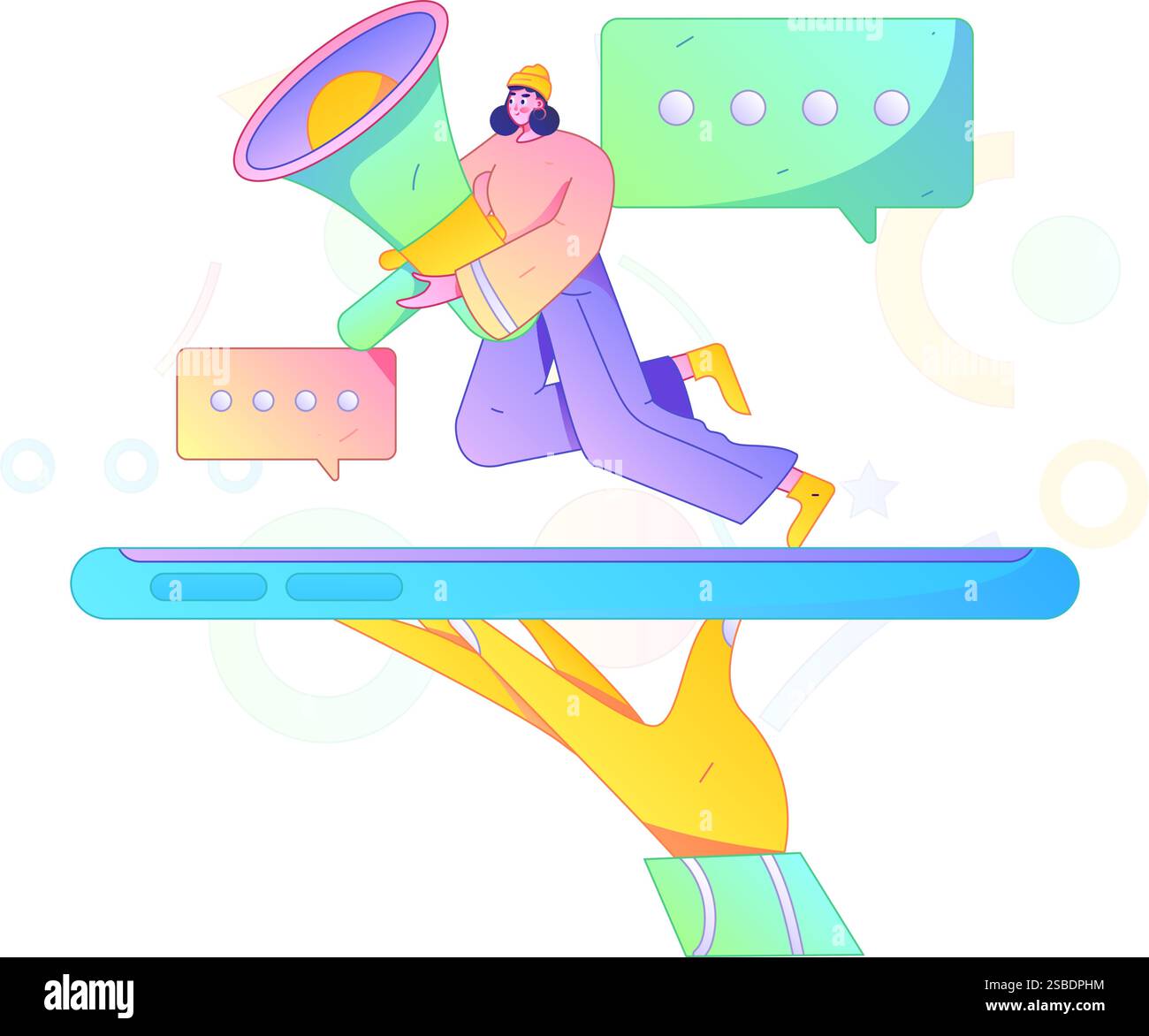 Notification announcement vector creative flat hand drawn illustration ...