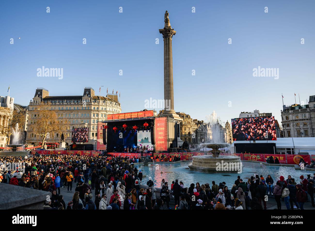 LONDON, UNITED KINGDOM. 02, Feb 25. An overview of the Trafalgar Square ...