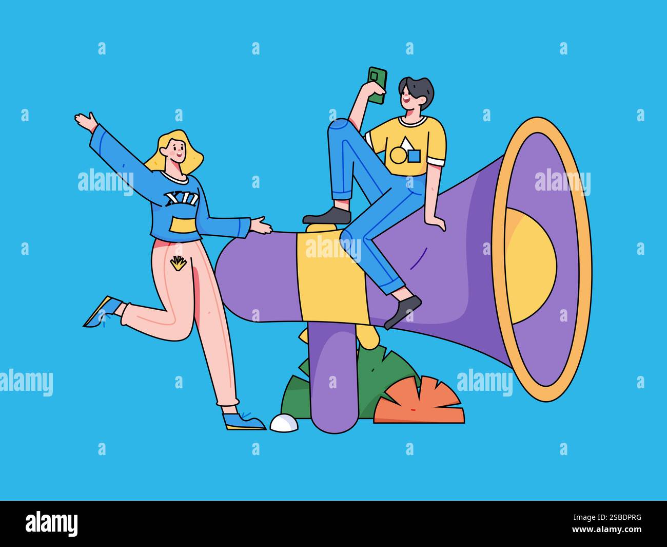 Notification announcement vector creative flat hand drawn illustration ...