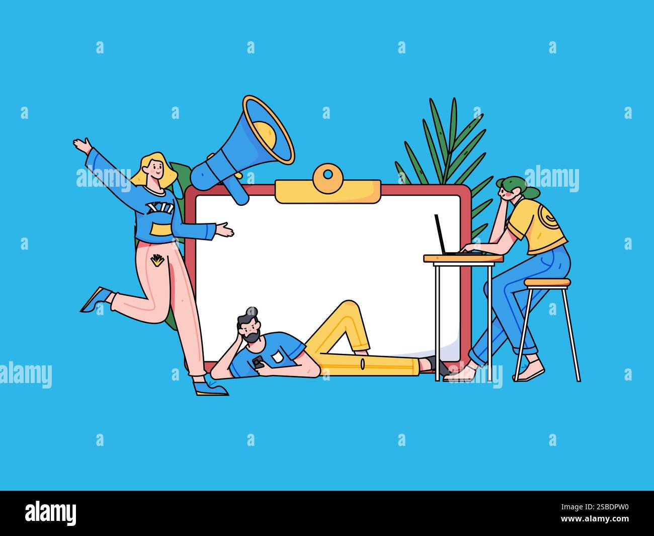 Notification announcement vector creative flat hand drawn illustration ...