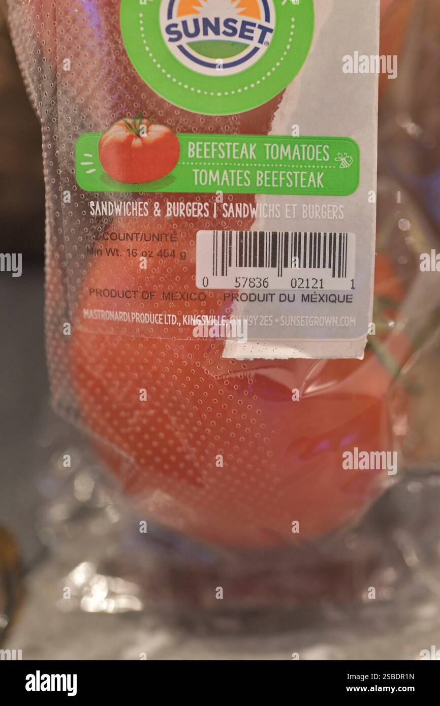 Massachusetts, USA. 2nd Feb, 2025. Produce and product labels from ...