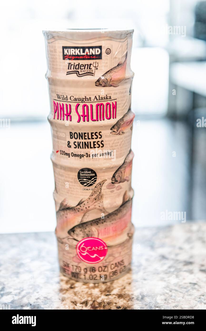 Avon, USA - November 28, 2022: Salmon packaged food store brand private ...