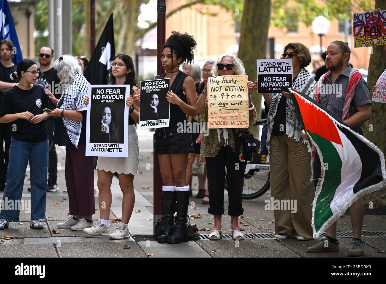 Supporters are seen as former ABC journalist Antoinette Lattouf arrives ...