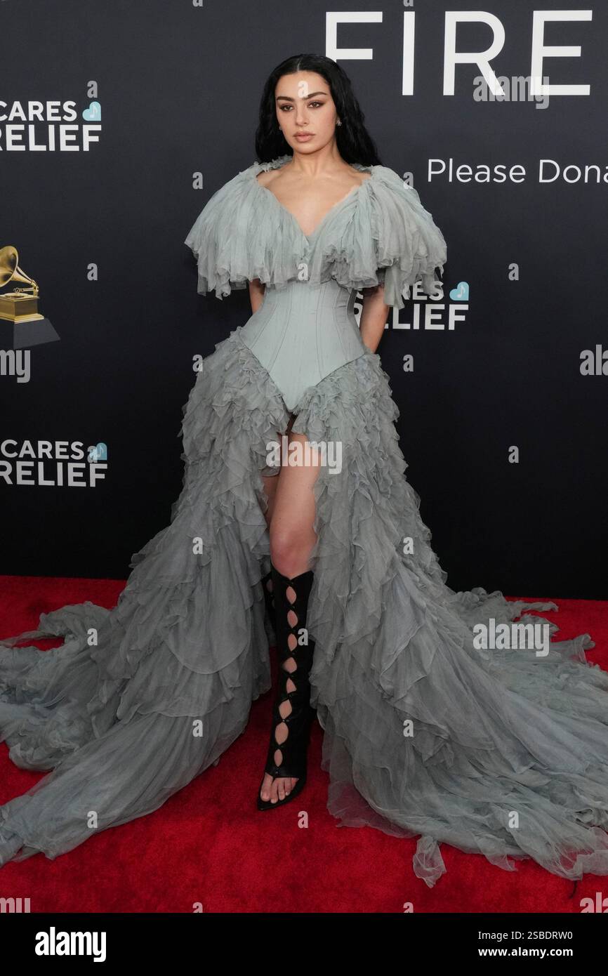 Charli XCX arrives at the 67th annual Grammy Awards on Sunday, Feb. 2, 2025, in Los Angeles ...