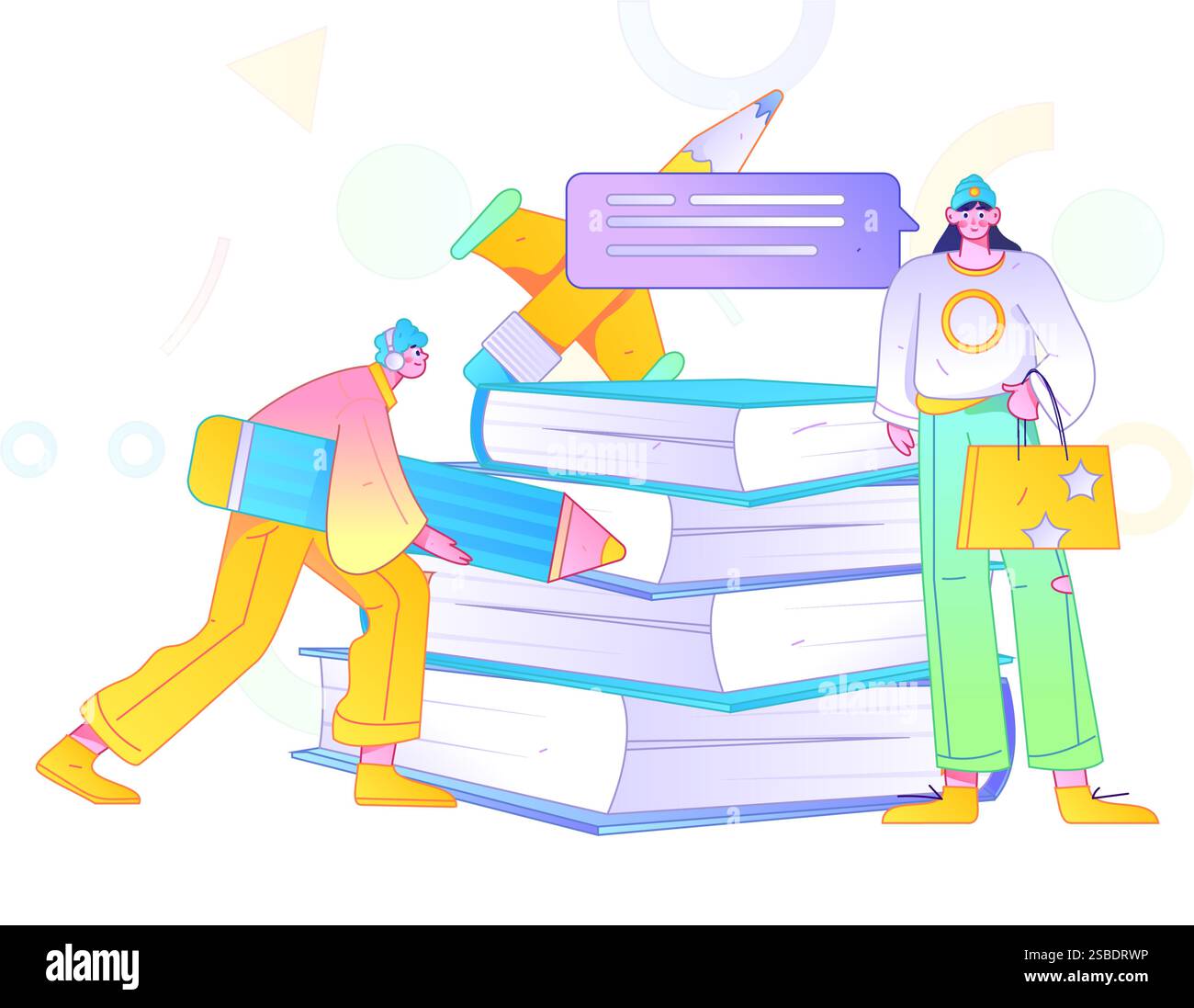 Education and learning people flat vector concept hand drawn ...