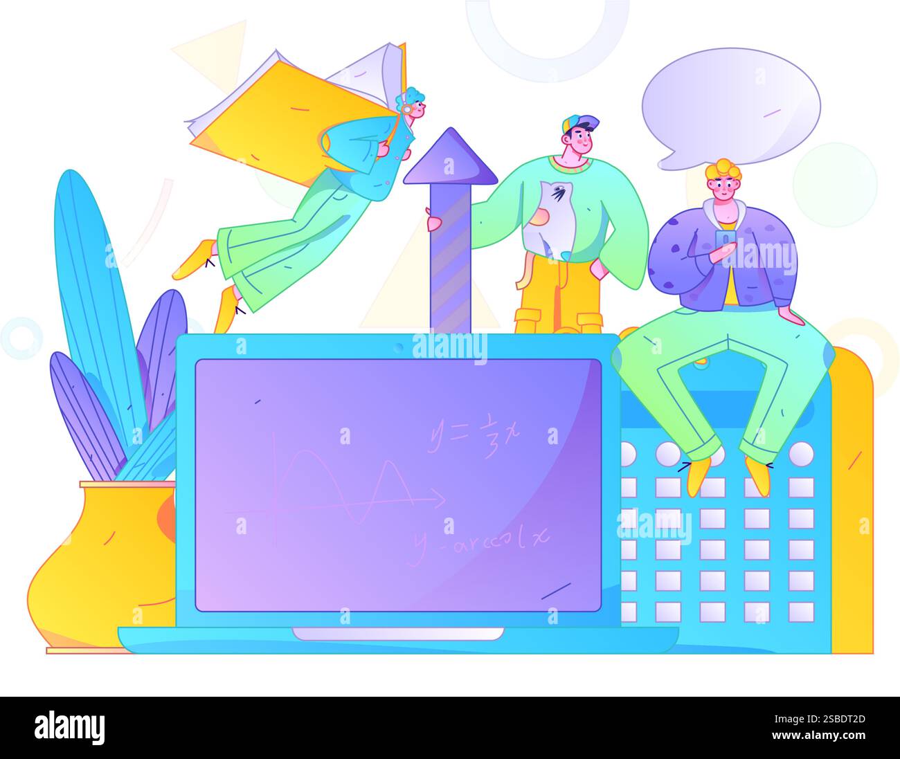 Education and learning people flat vector concept hand drawn ...