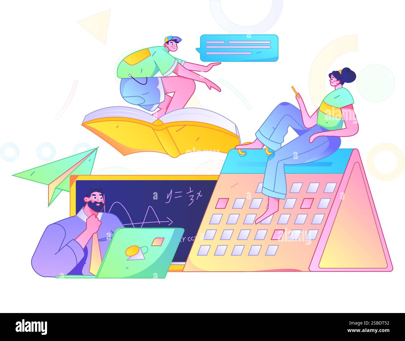 Education and learning people flat vector concept hand drawn ...