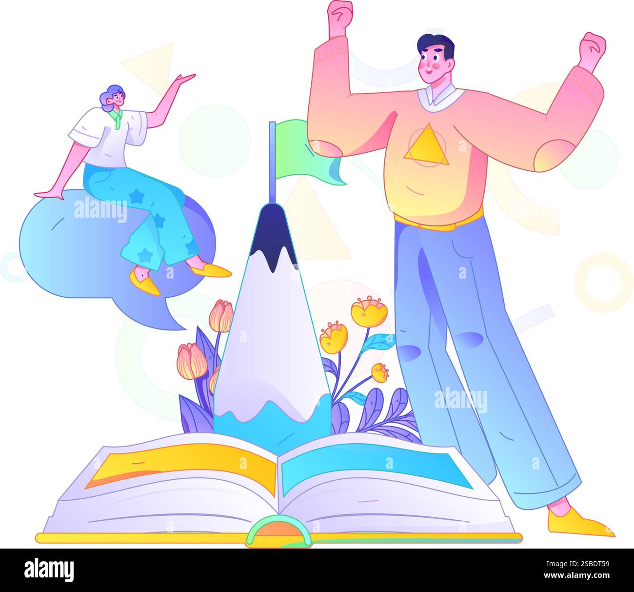 Education and learning people flat vector concept hand drawn ...