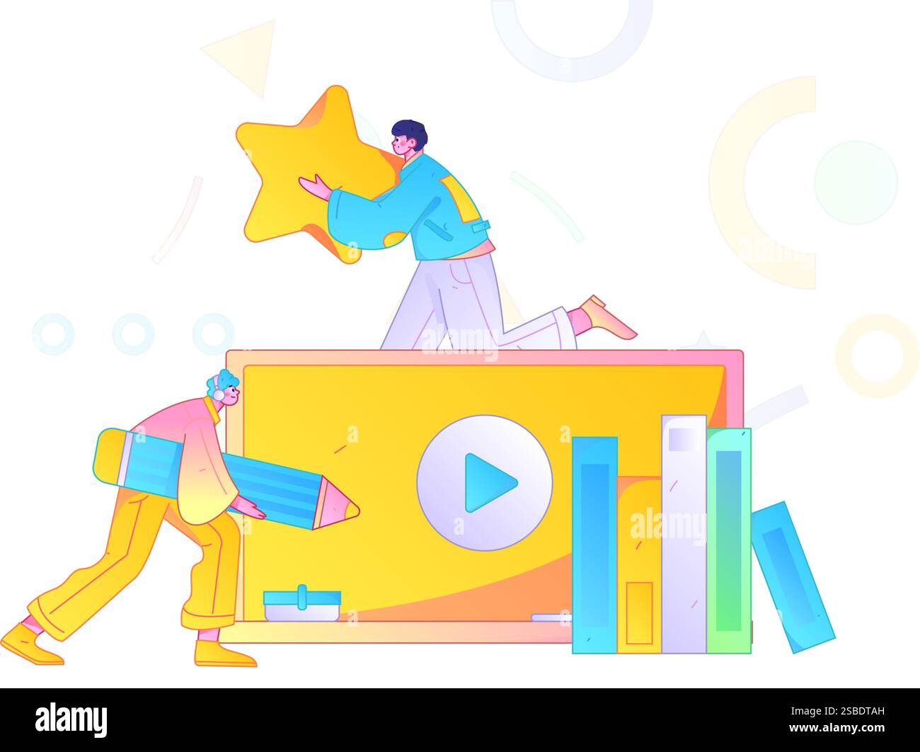 Education and learning people flat vector concept hand drawn ...