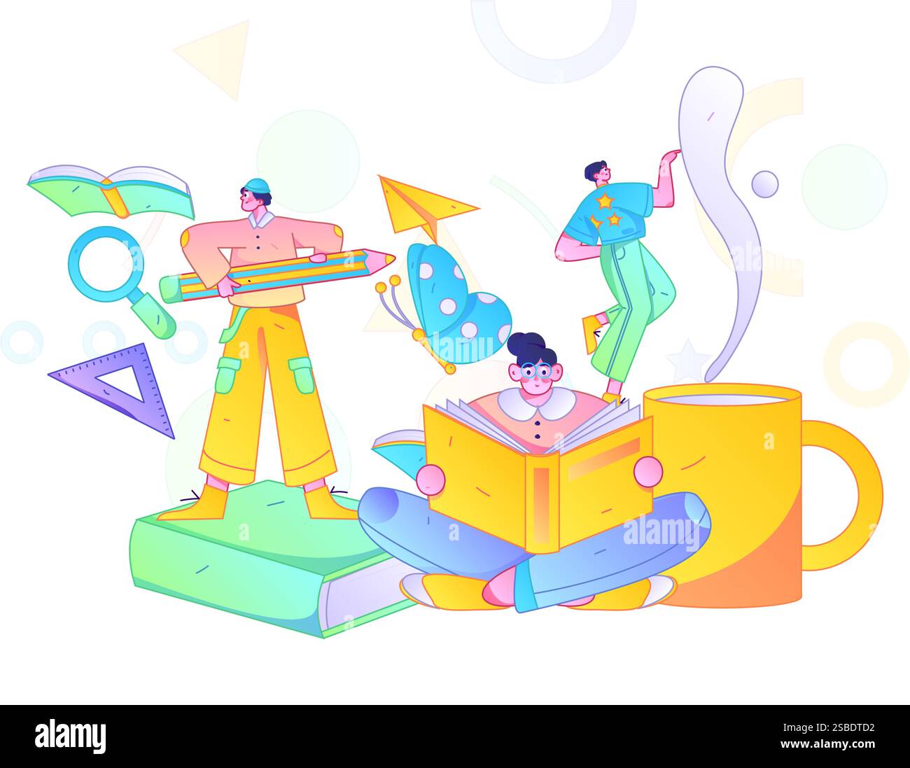 Education and learning people flat vector concept hand drawn ...