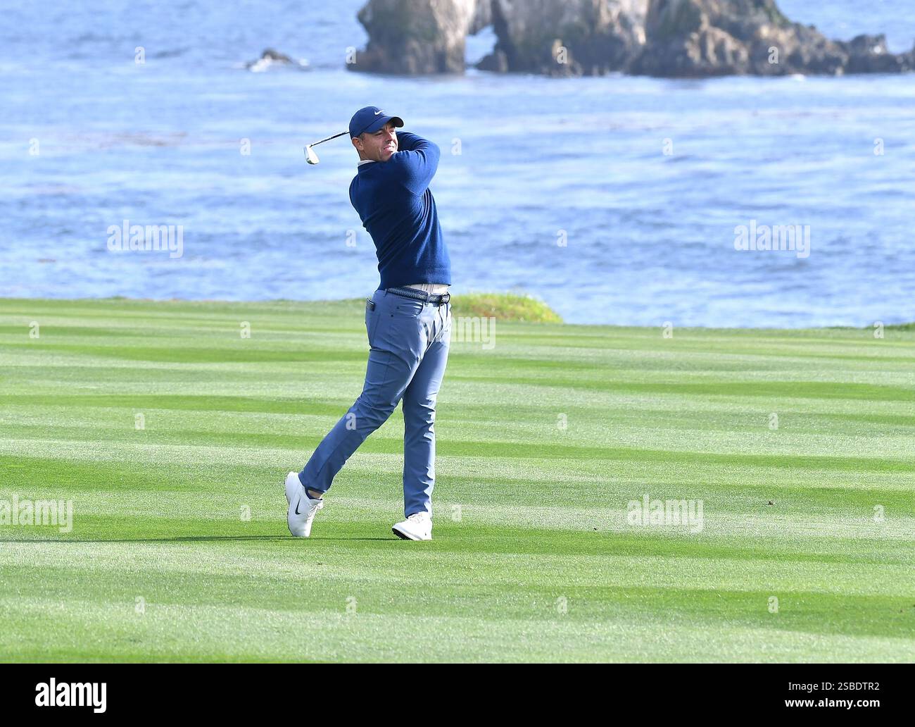 Pebble Beach, Ca, USA. 2nd Feb, 2025. Rory McIlroy is seen on the 18th ...