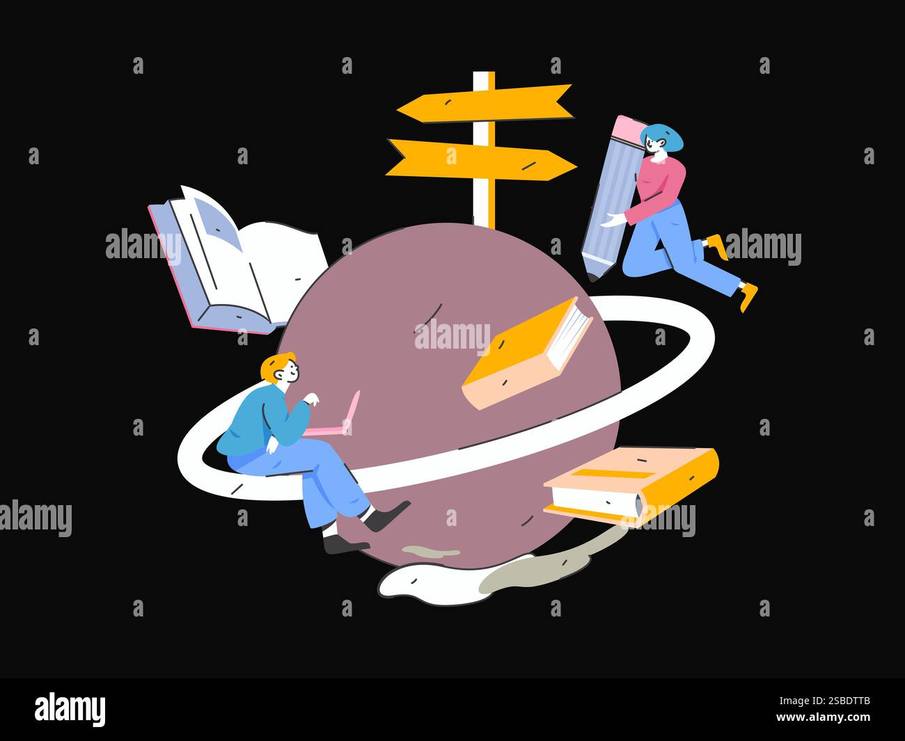 Education and learning people flat vector concept hand drawn ...