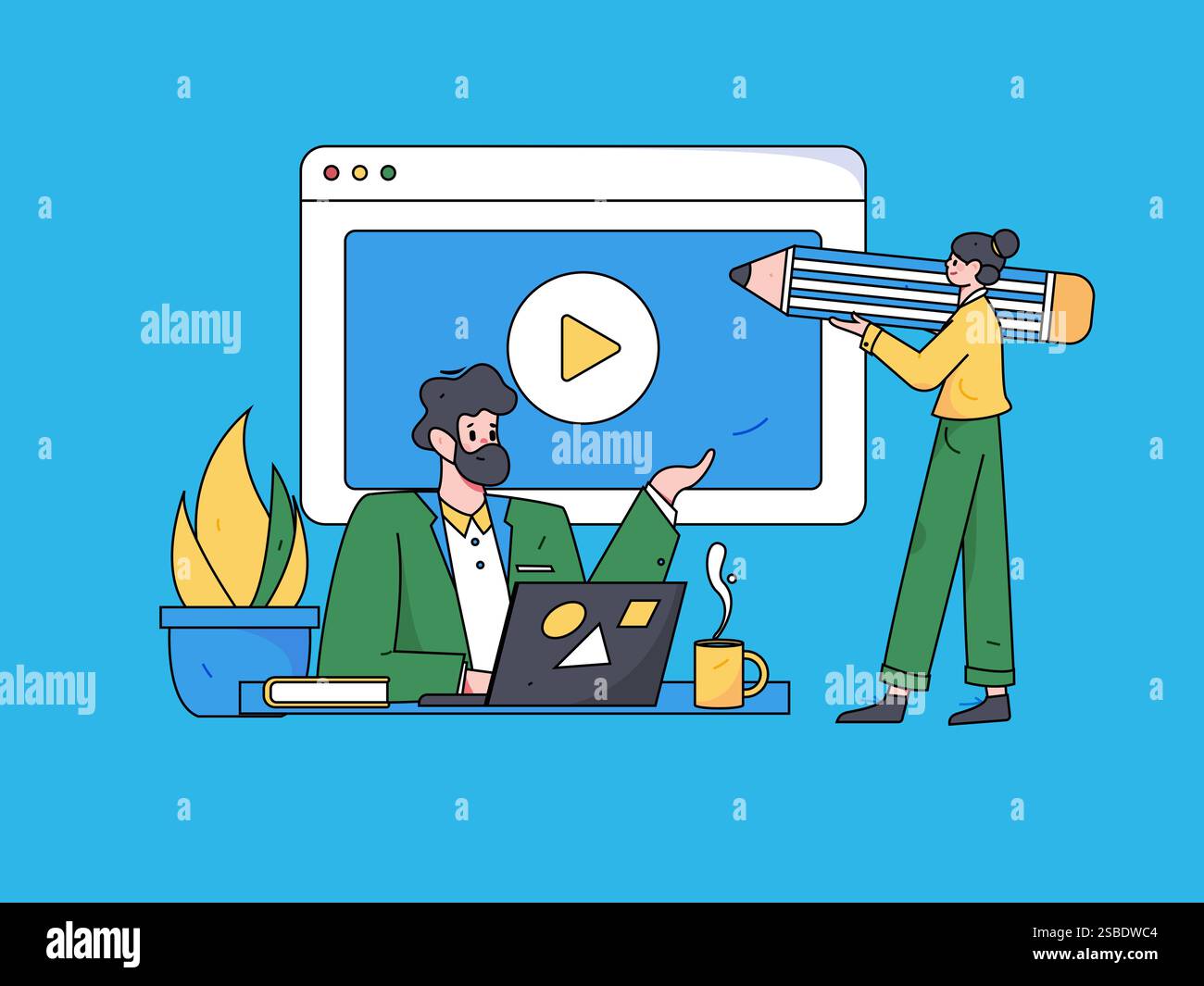 Education and learning people flat vector concept hand drawn ...