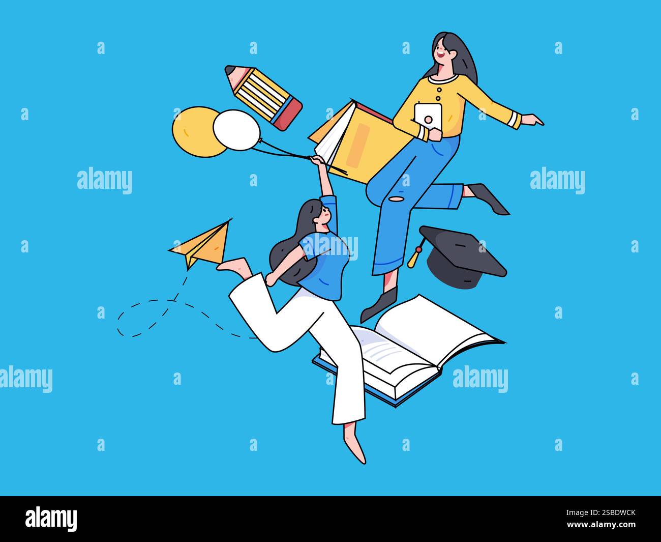Education and learning people flat vector concept hand drawn ...