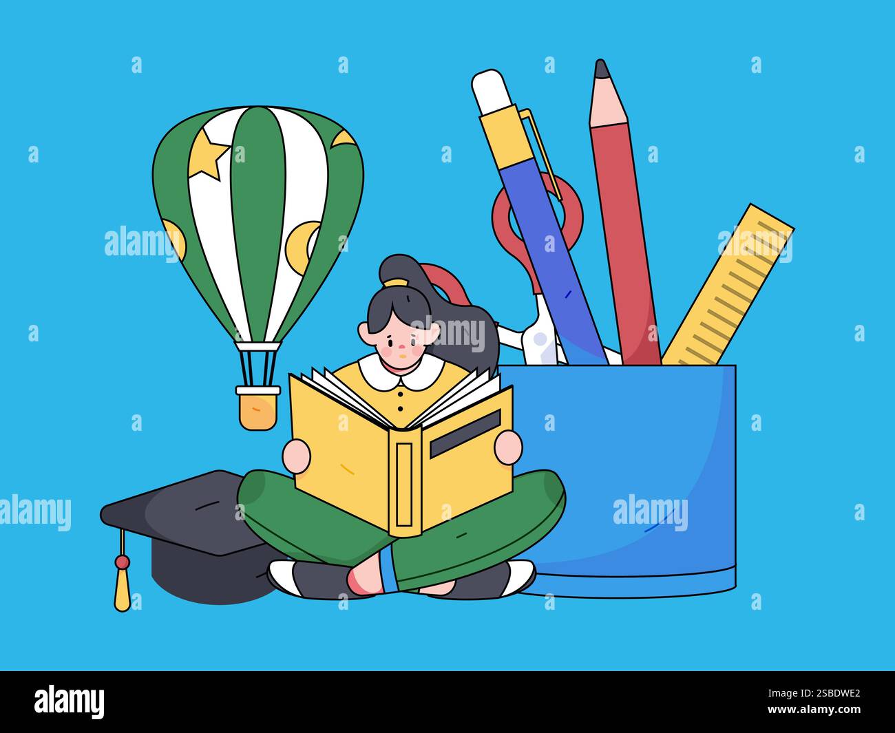 Education and learning people flat vector concept hand drawn ...