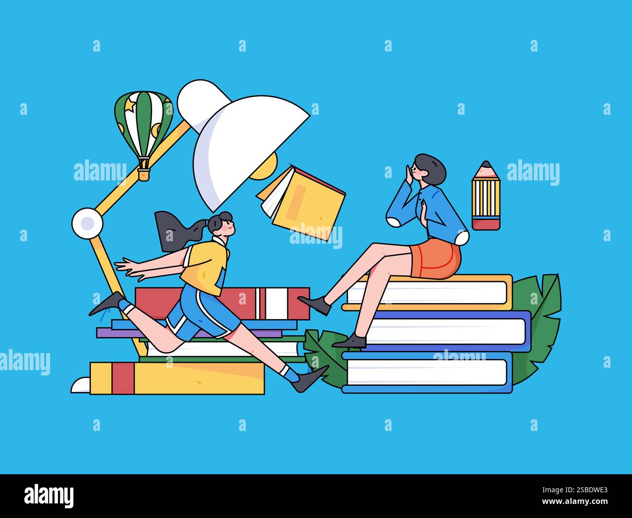 Education and learning people flat vector concept hand drawn ...