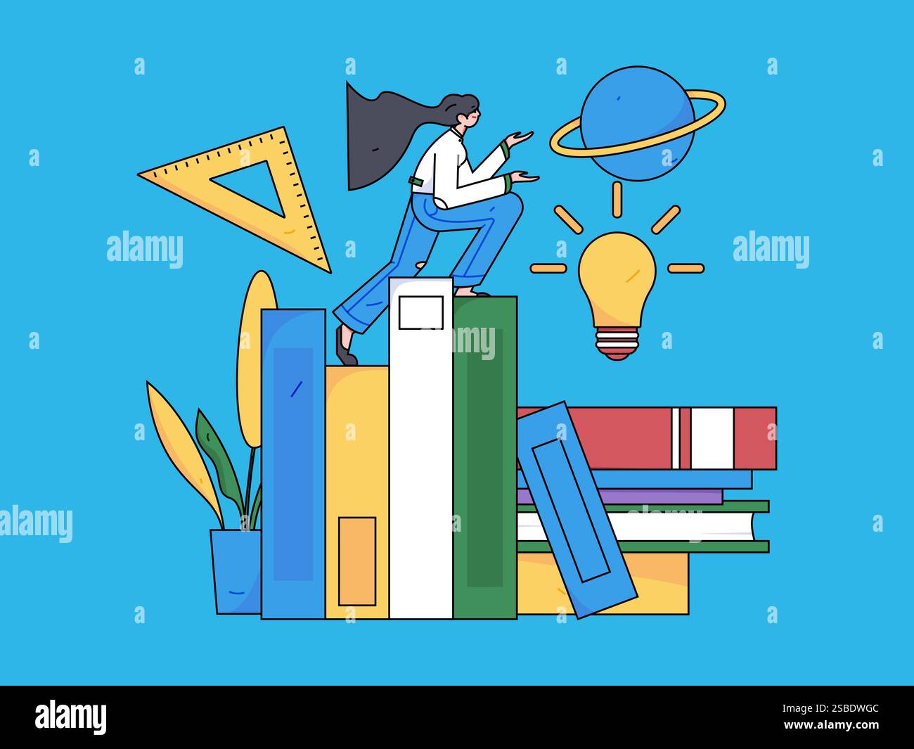 Education and learning people flat vector concept hand drawn ...