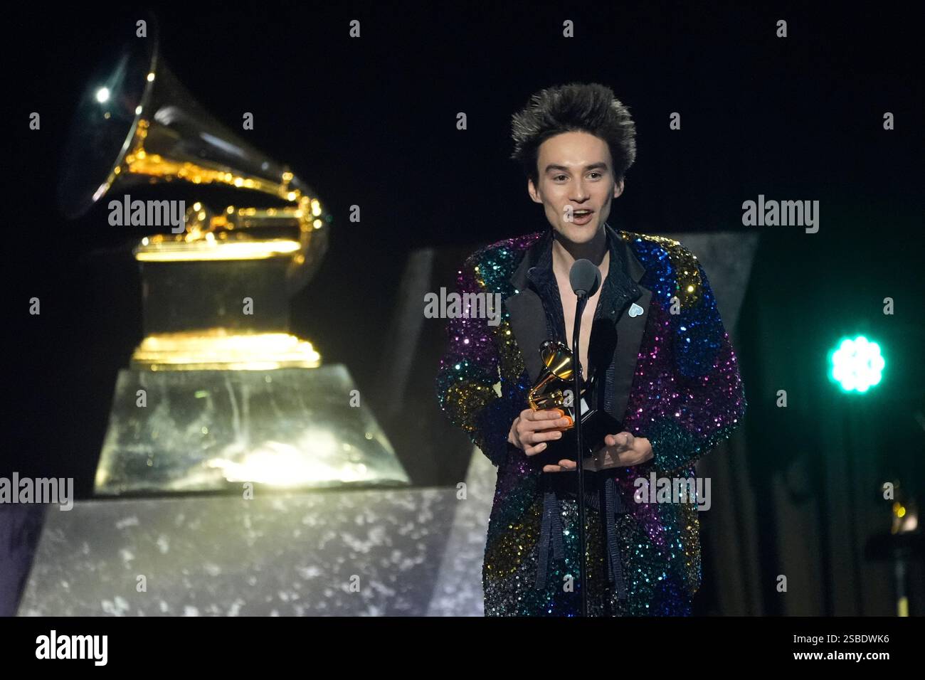 Jacob Collier accepts the award for best arrangement, instrumental or a ...