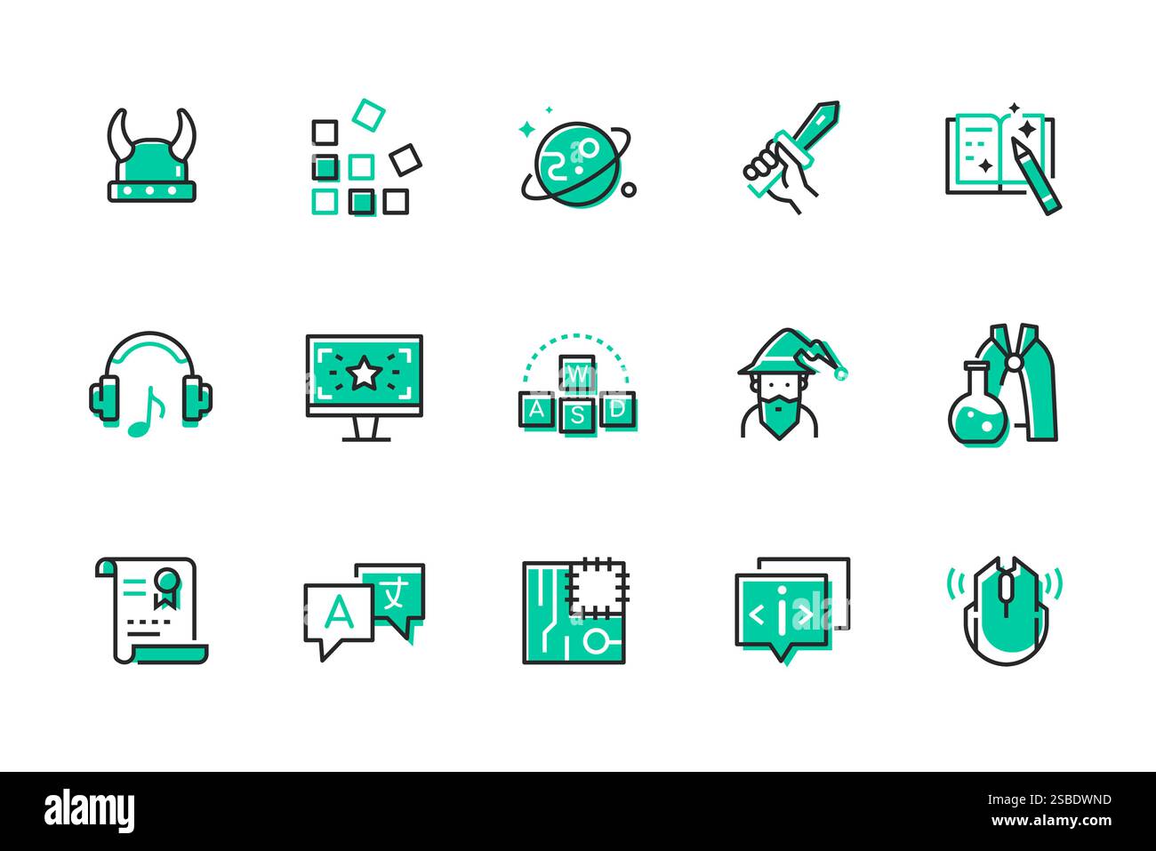 Role playing games - set of line design style icons Stock Vector Image ...