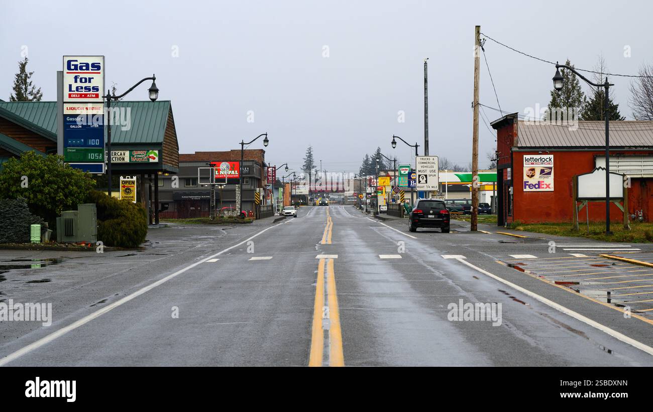 Sumas, WA, USA - January 8, 2025; Cherry Street cityscape in Sumas ...