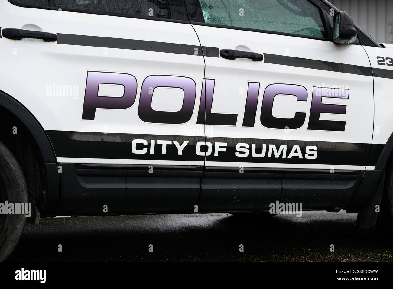 Sumas, WA, USA - January 8, 2025; Sign in closeup on City of Sumas ...