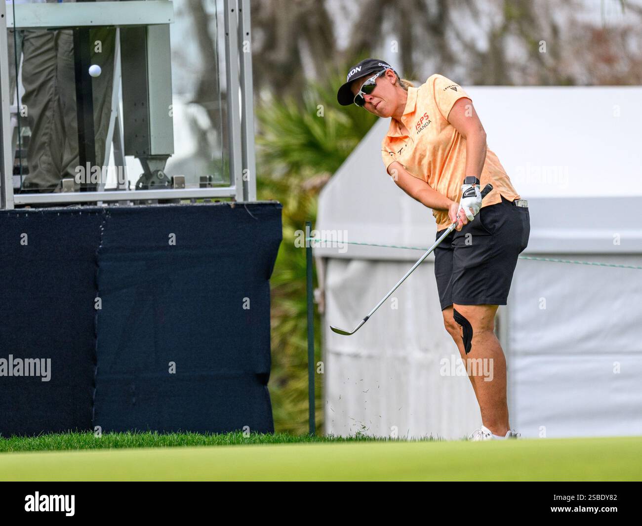 Orlando, FL, USA. 2nd Feb, 2025. Ashleigh Buhai of South Africa chips ...