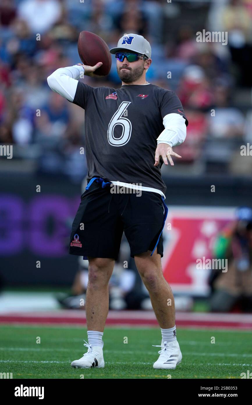NFC quarterback Baker Mayfield (6), of the Tampa Bay Buccaneers, plays ...