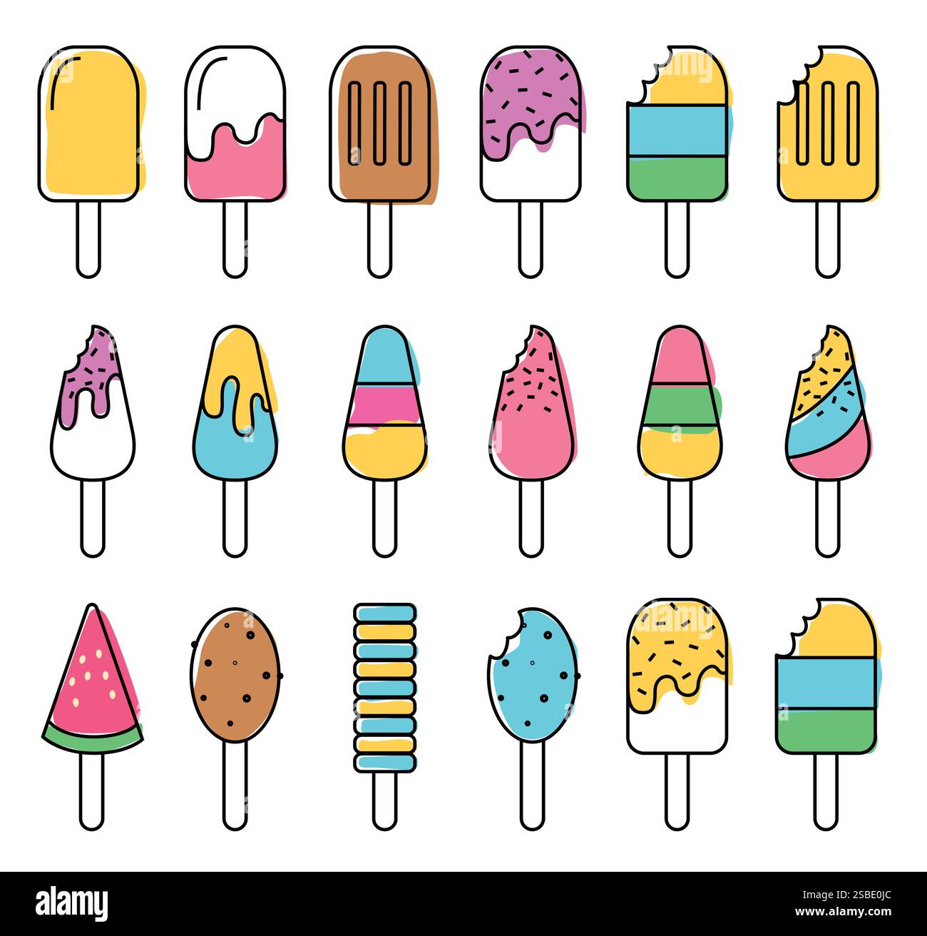 Popsicle outline clipart set. Popsicle drawing icon clip art in ...