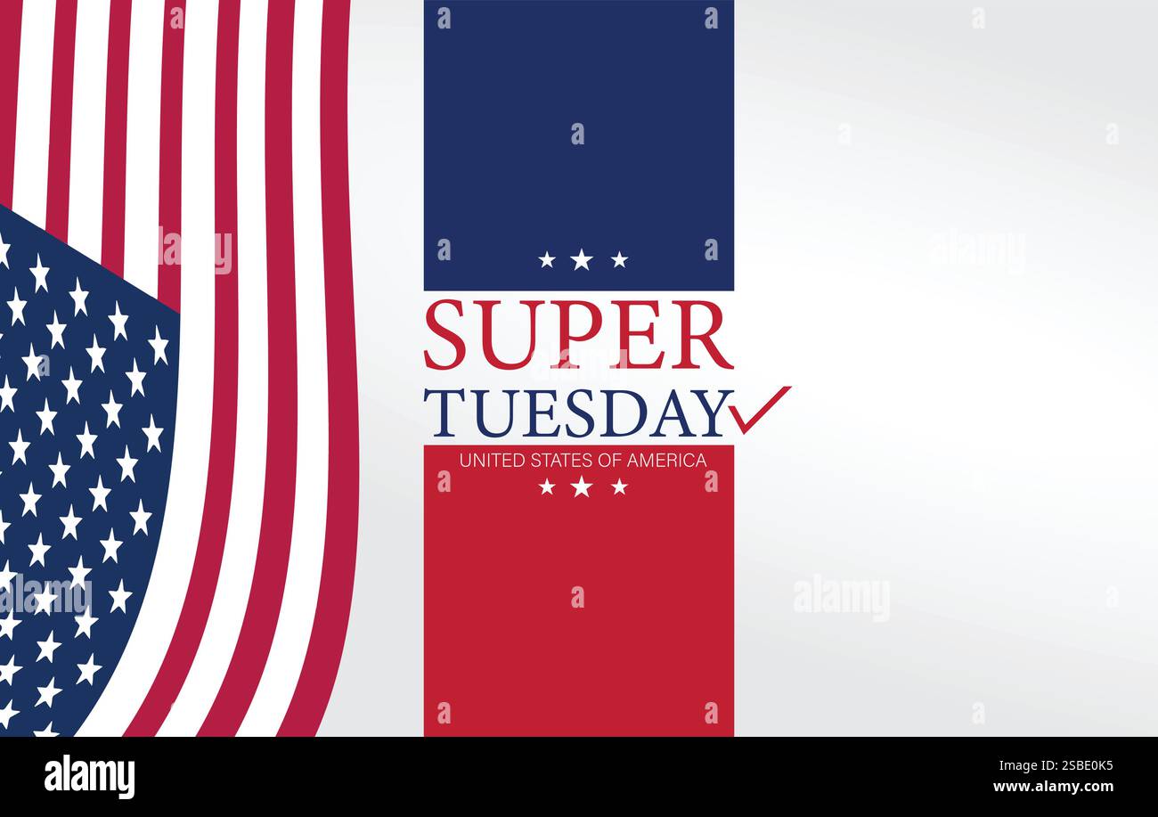 A patriotic Super Tuesday election graphic featuring red, white, and ...