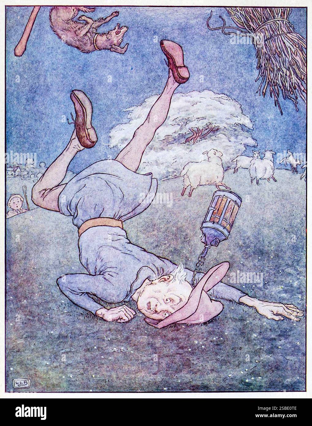 Illustration for "The Man in the Moon" nursery rhyme by Leonard Leslie ...