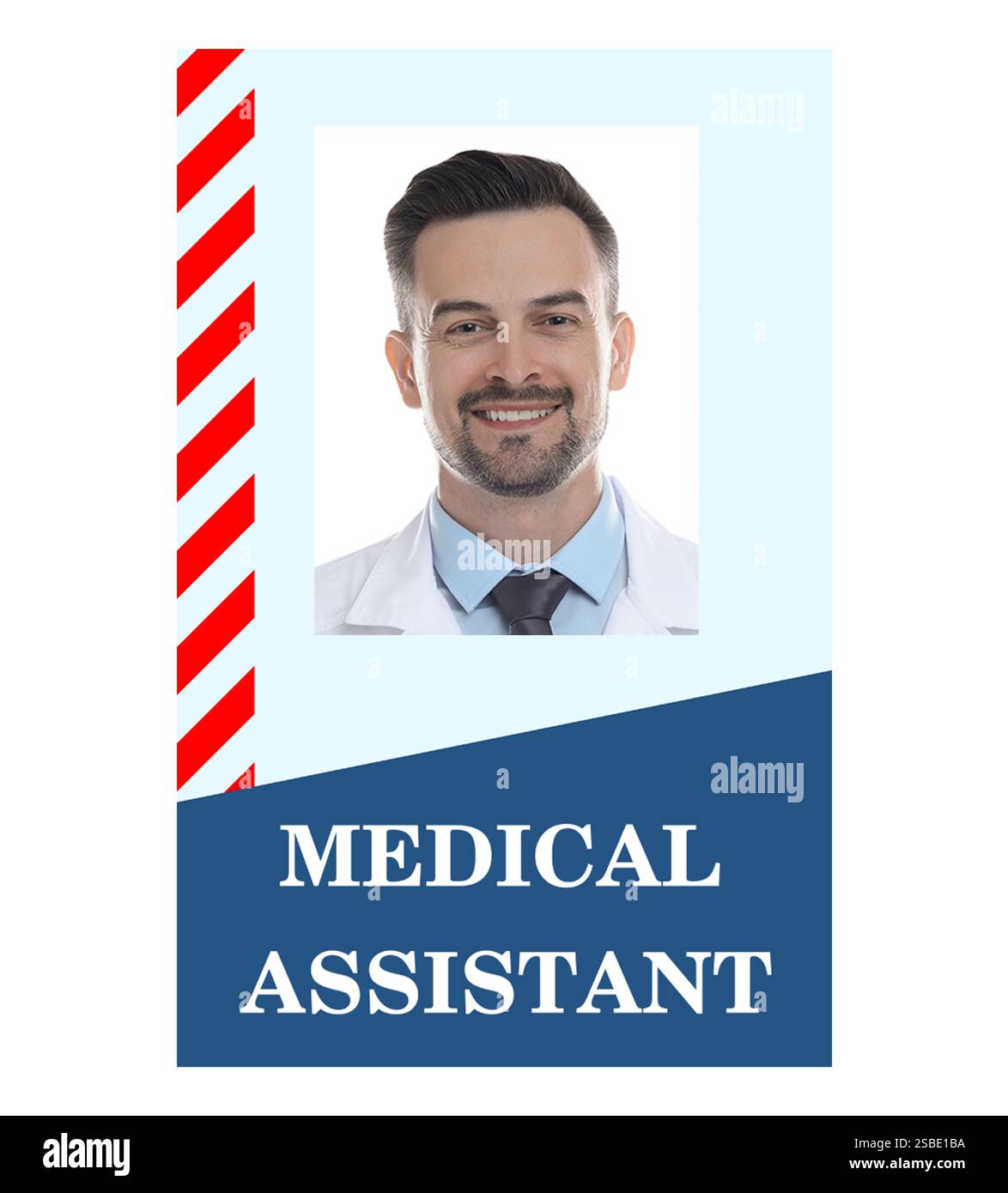 Medical assistant badge with photo of man on white background Stock ...