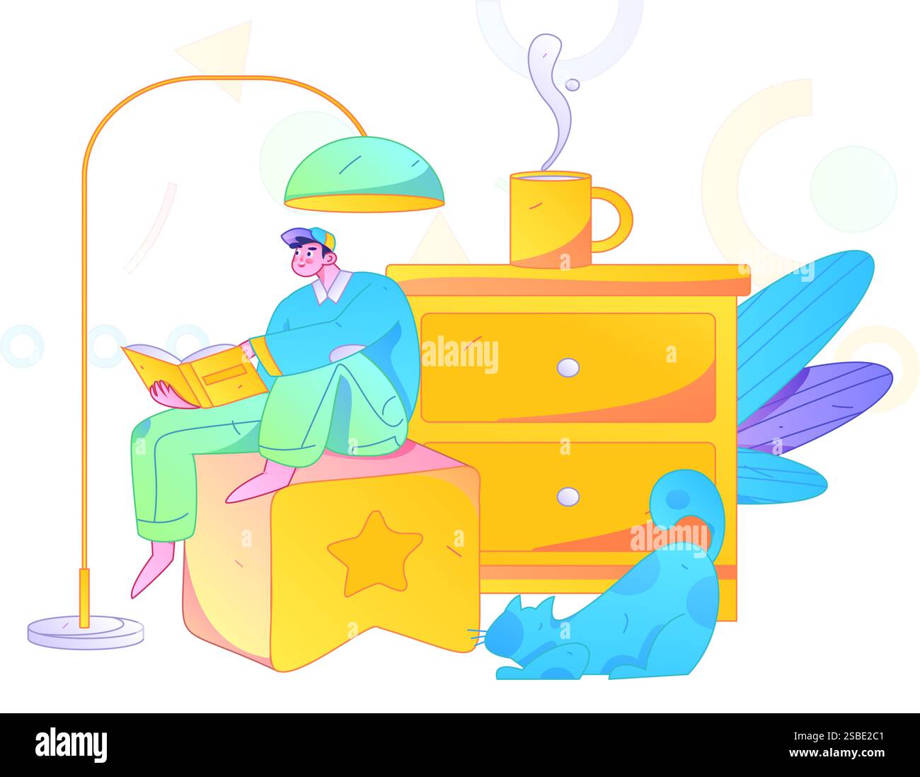 Home indoor character scene flat vector concept operation hand drawn ...