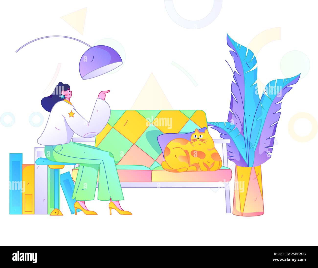 Home indoor character scene flat vector concept operation hand drawn ...