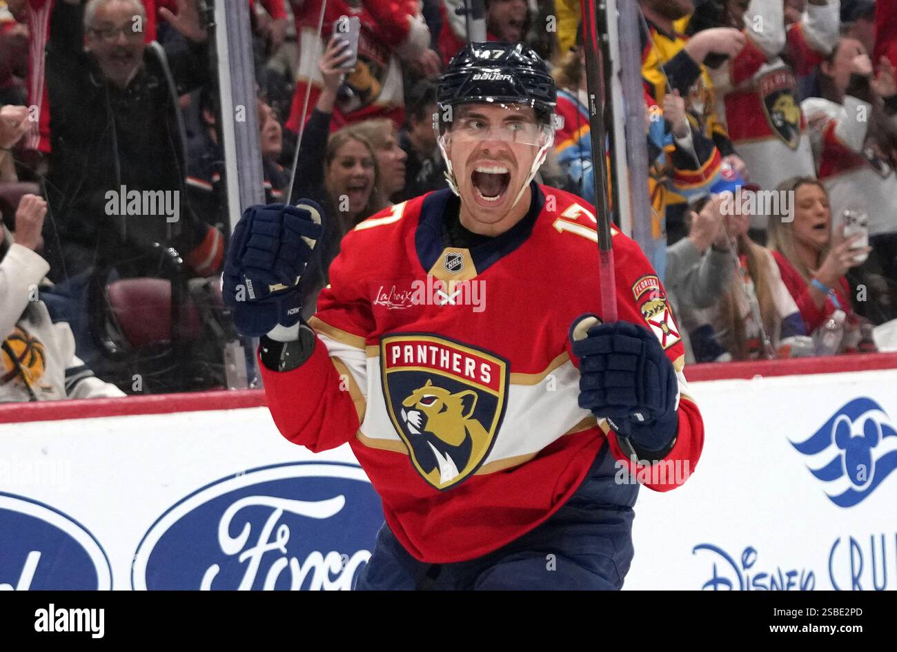 Florida Panthers center Evan Rodrigues (17) celebrates after scoring ...