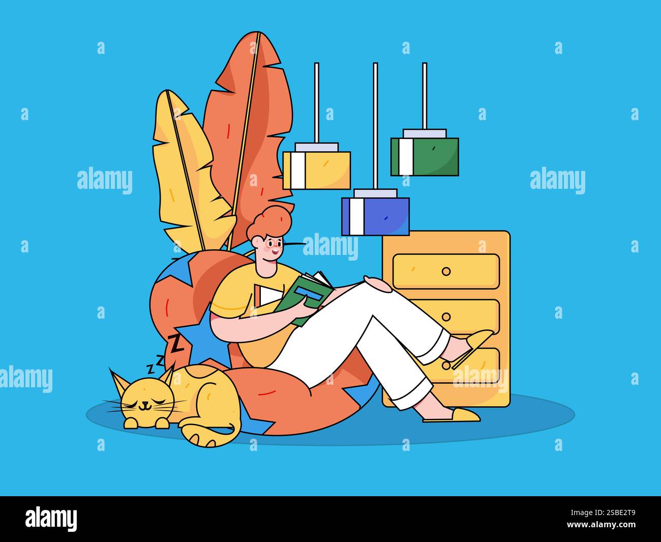 Home indoor character scene flat vector concept operation hand drawn ...