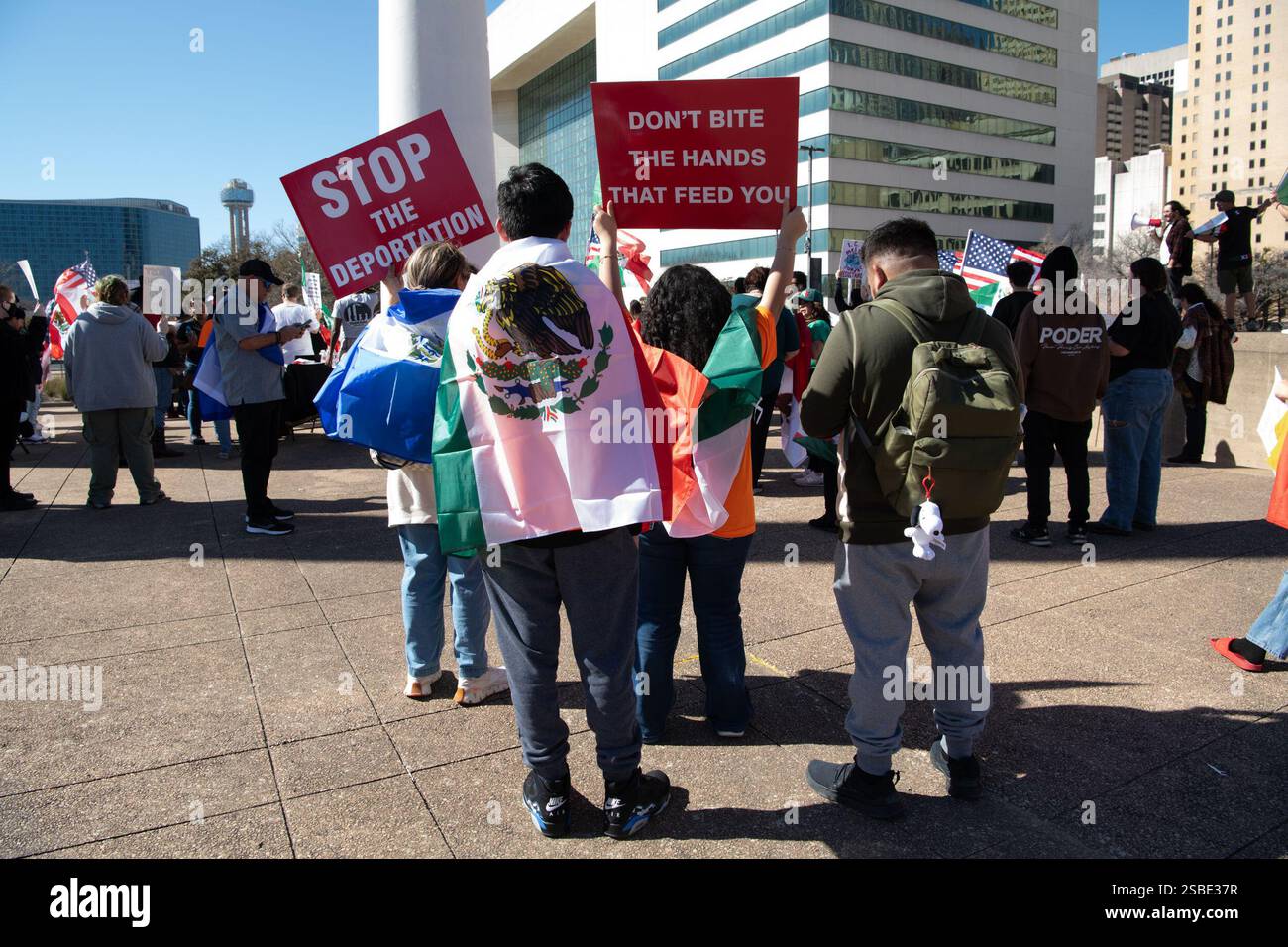 Dallas, Texas, USA. 2nd Feb, 2025. Hundreds of demonstrators gathered ...