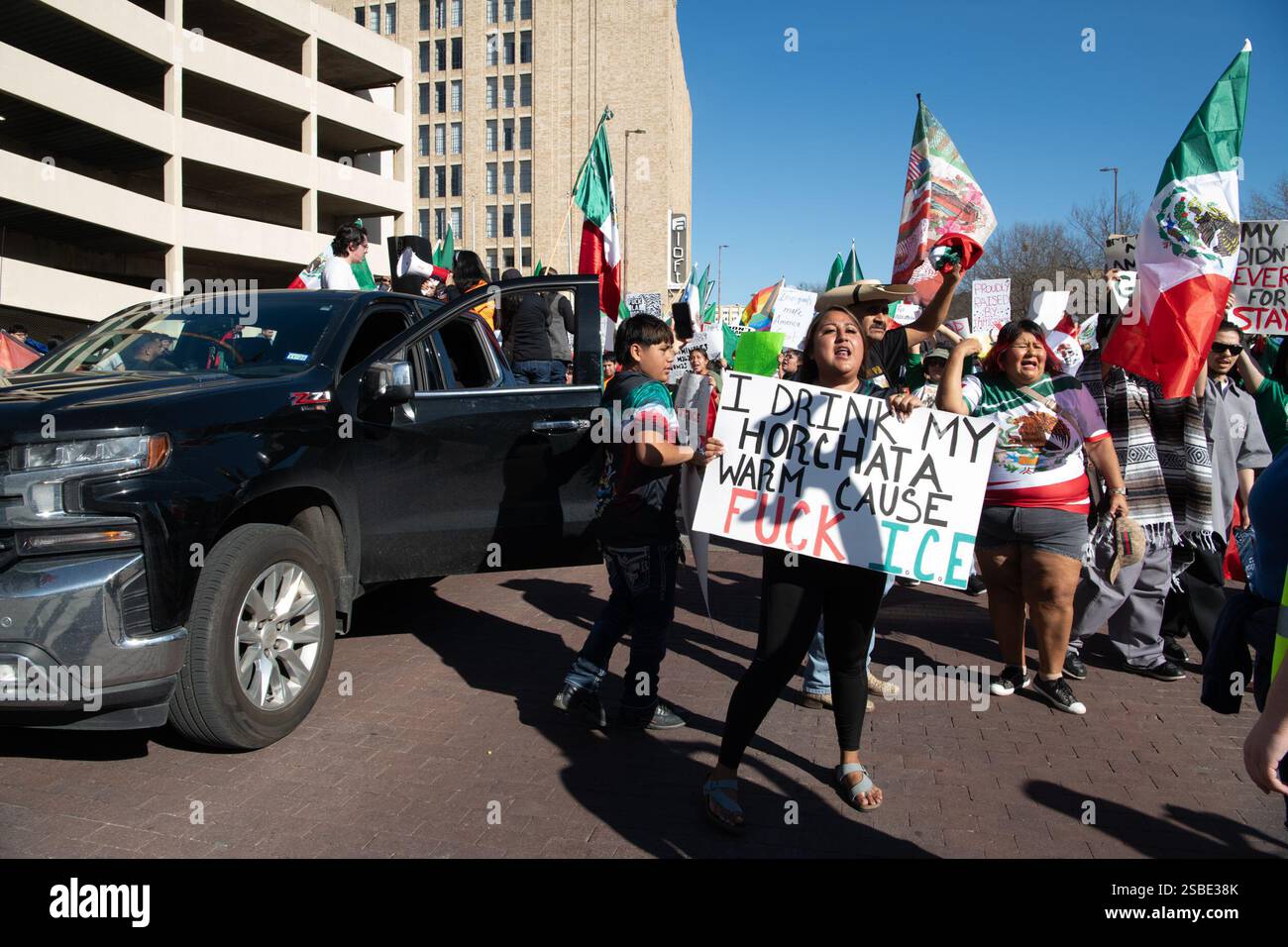 Dallas, Texas, USA. 2nd Feb, 2025. Hundreds of demonstrators gathered ...